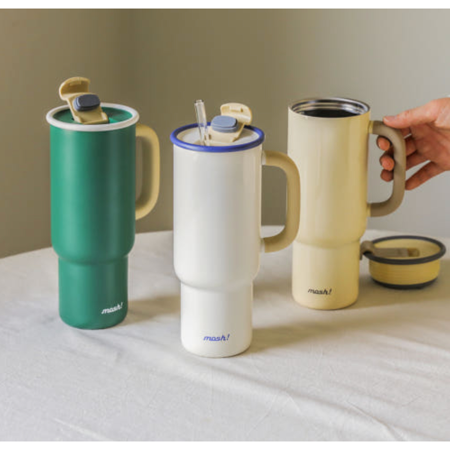 Mosh / Pop-Up Straw 820ml (10 colors) original authentic double wall thermos handle stainless ...