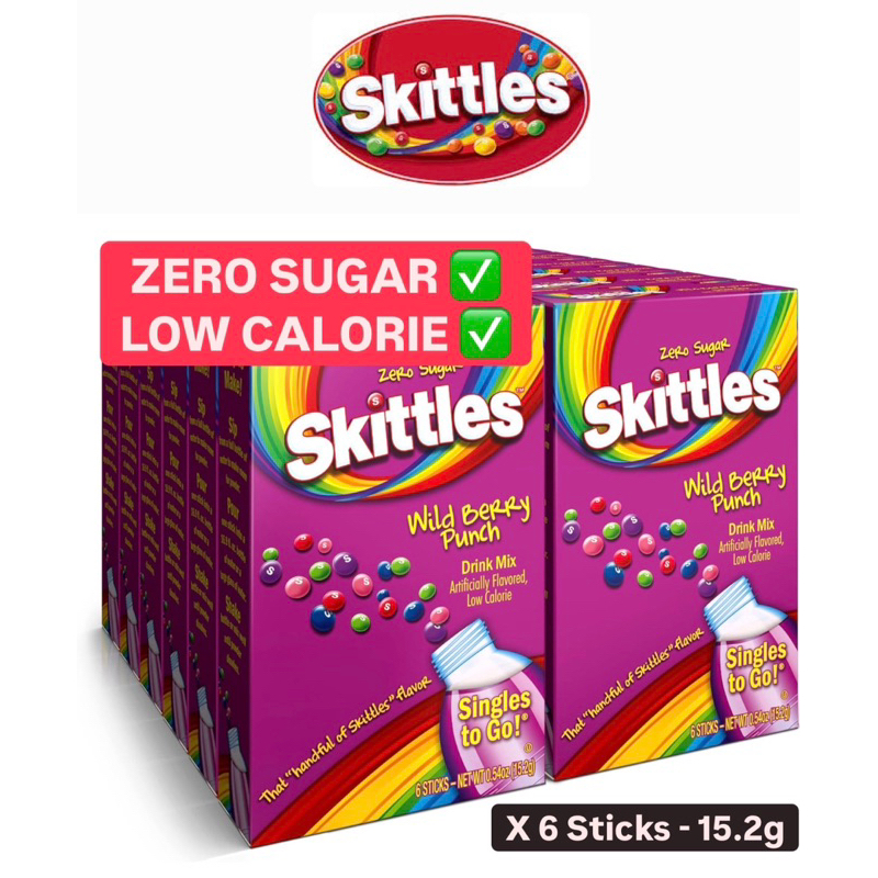 Skittles Wild Berry Punch, Powdered Drink Mix, Zero Sugar, Low Calorie ...