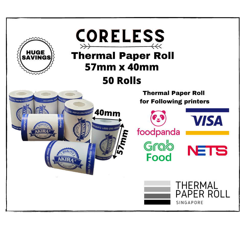 Nets Thermal Paper Roll 57mm x 40mm *Premium Quality* Local Seller (50 ...