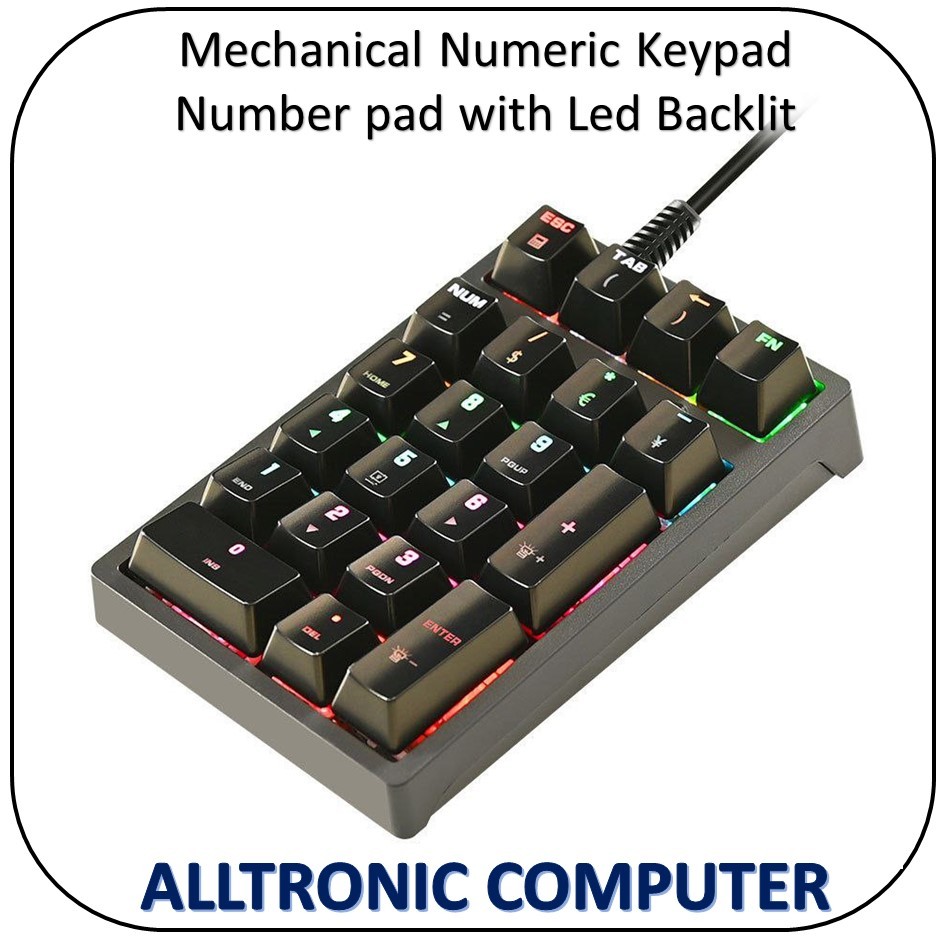 Mechanical USB Wired Numeric Keypad with LED Backlit and Calculator Function / Mechanical Number ...
