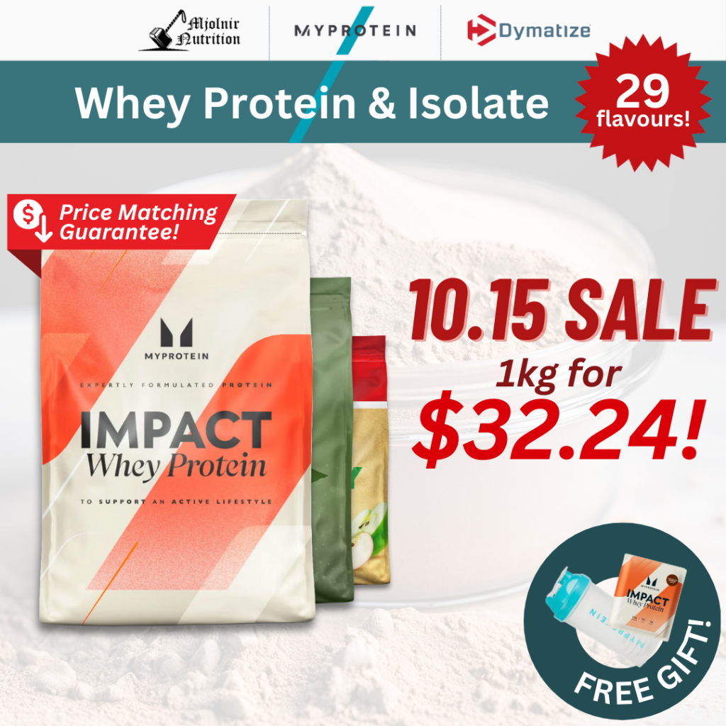 Whey Protein & Isolate (29 Flavours - 500g/1kg) - MyProtein / Dymatize ...