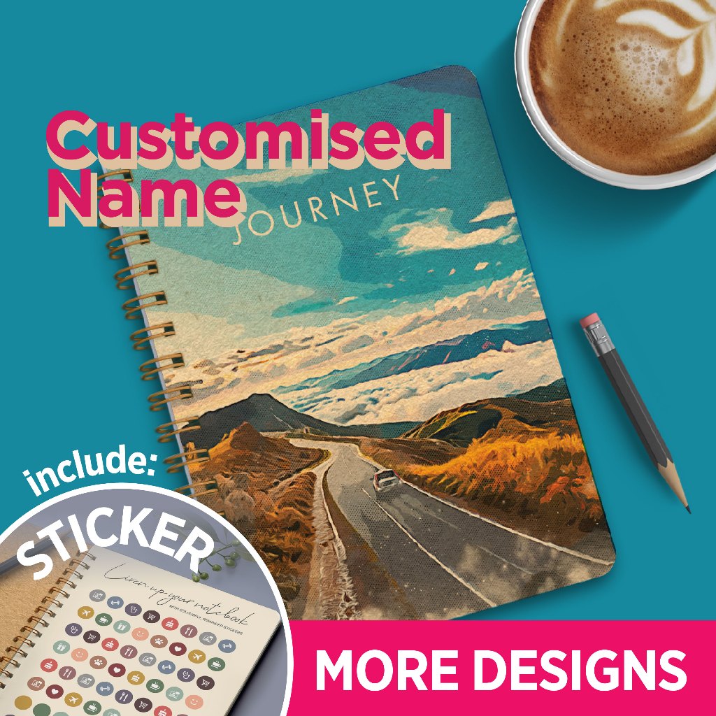 KOOBIQ A5 Notebook 2025 Planner Spiral Bind Sticker Customised Name ...