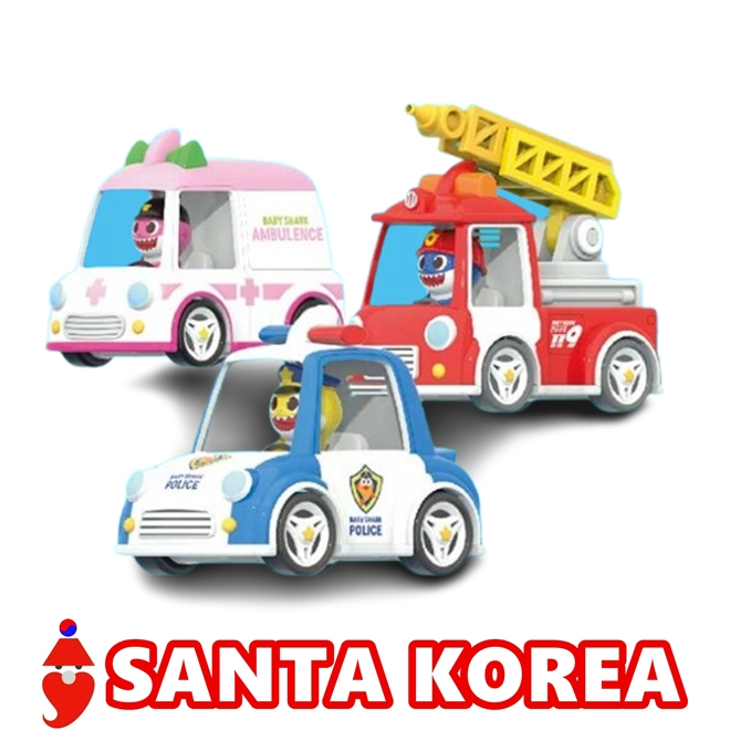 PINKFONG BABYSHARK Mini Emergency Vehicle 3TYPE police car, fire truck ...