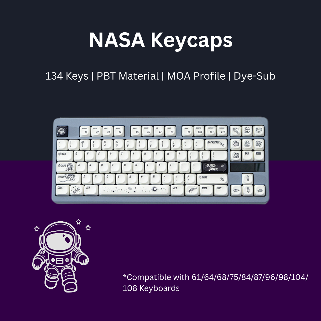 NASA Keycaps | MOA Profile | PBT Dye-Sub | Royal Kludge Tecware ...