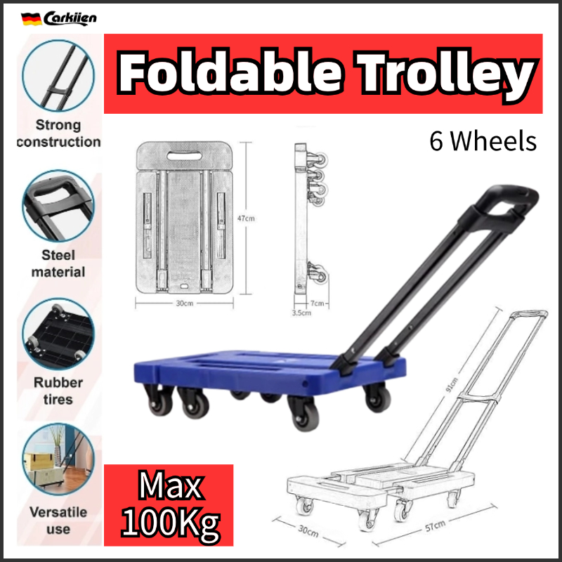 Foldable Trolley | 6 Wheels | Heavy Duty Trolley | Max 100KG | Steel ...