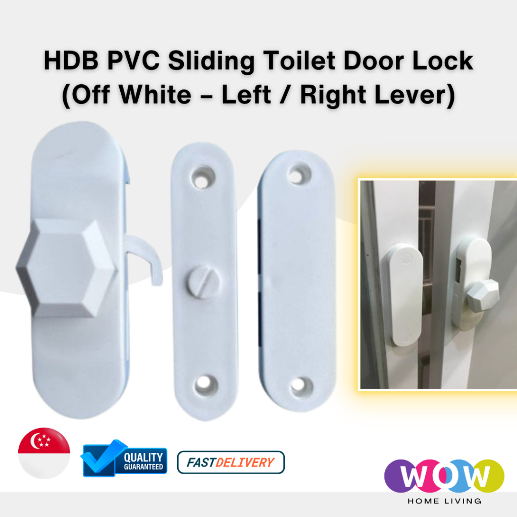 HDB PVC Sliding Toilet Door Lock Left / Right in Off White Colour ...
