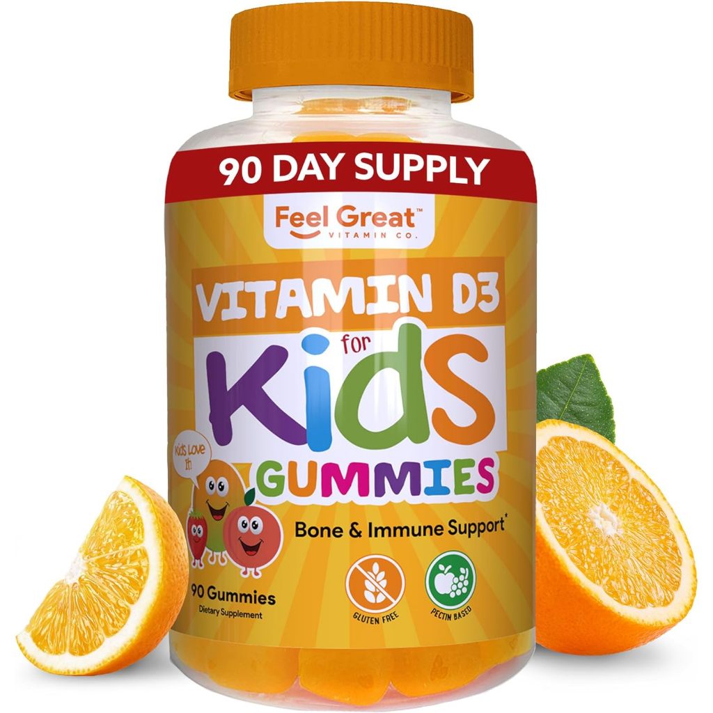 Feel Great Kids Vitamin D3 1000 IU 90 Gummies | Kids Vitamin D Gummies ...