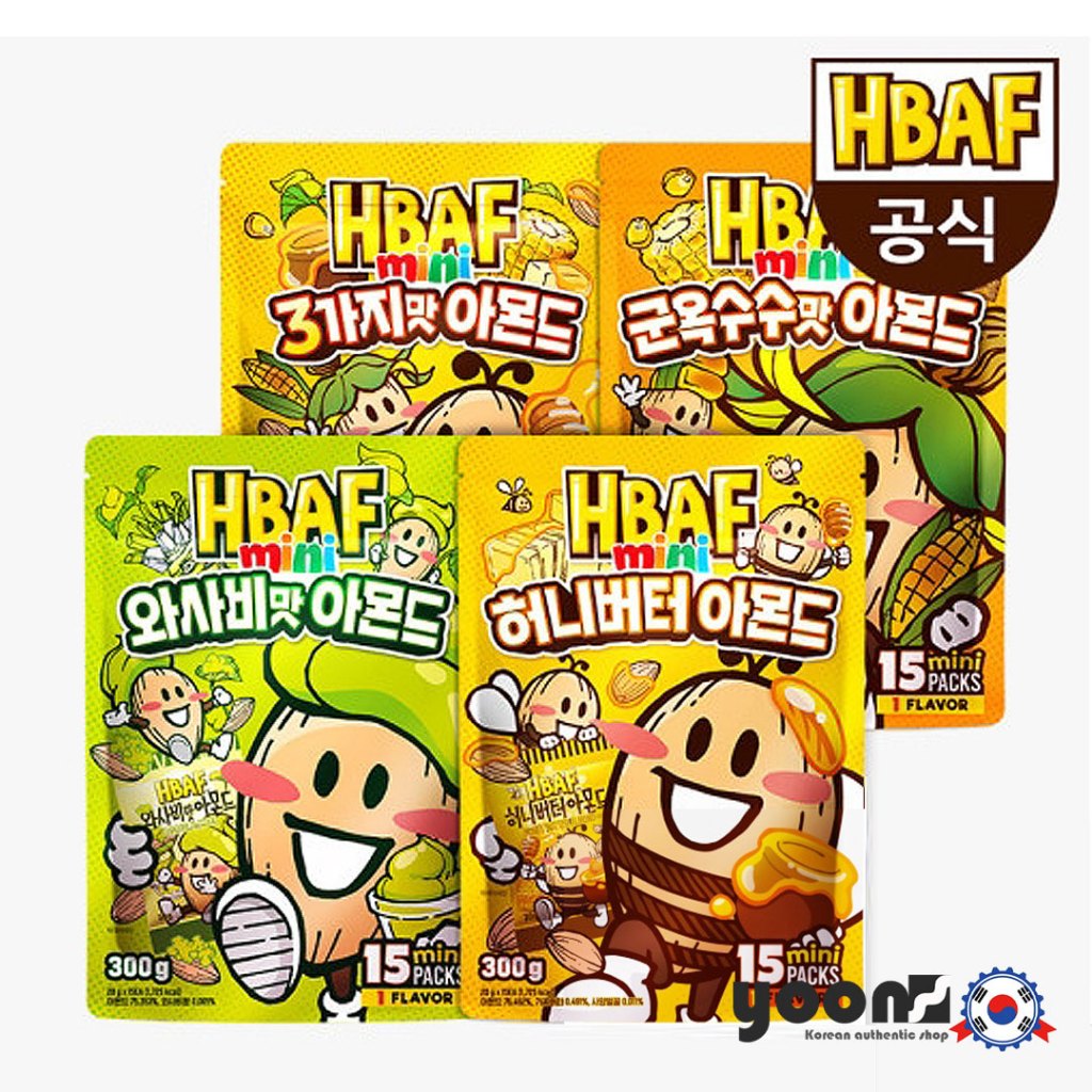 [HBAF] Mini 3 Flavored Almond 20 g x 15ea (New) / Choose 1 of 4 types / From Korea | Shopee Malaysia