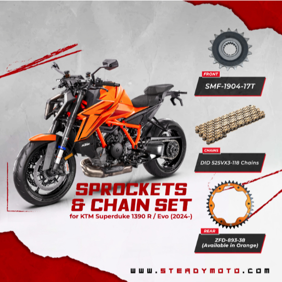 Sprockets & Chain Set for KTM 1390 Superduke R / Evo (2024-) | Shopee ...