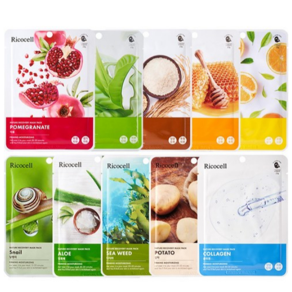 [Ricocell] [100 sheets] Moisture Mild Mask Pack 10 types x 10p Set ...