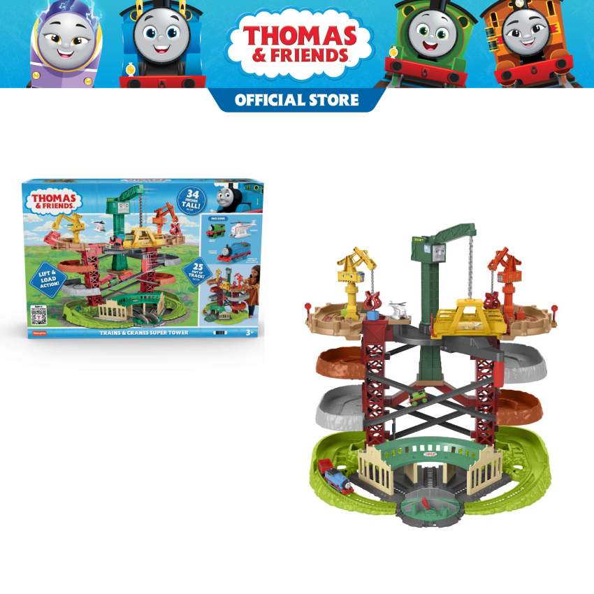 Thomas & Friends Trains & Cranes Super Tower, motorized train and track set for preschool kids ...