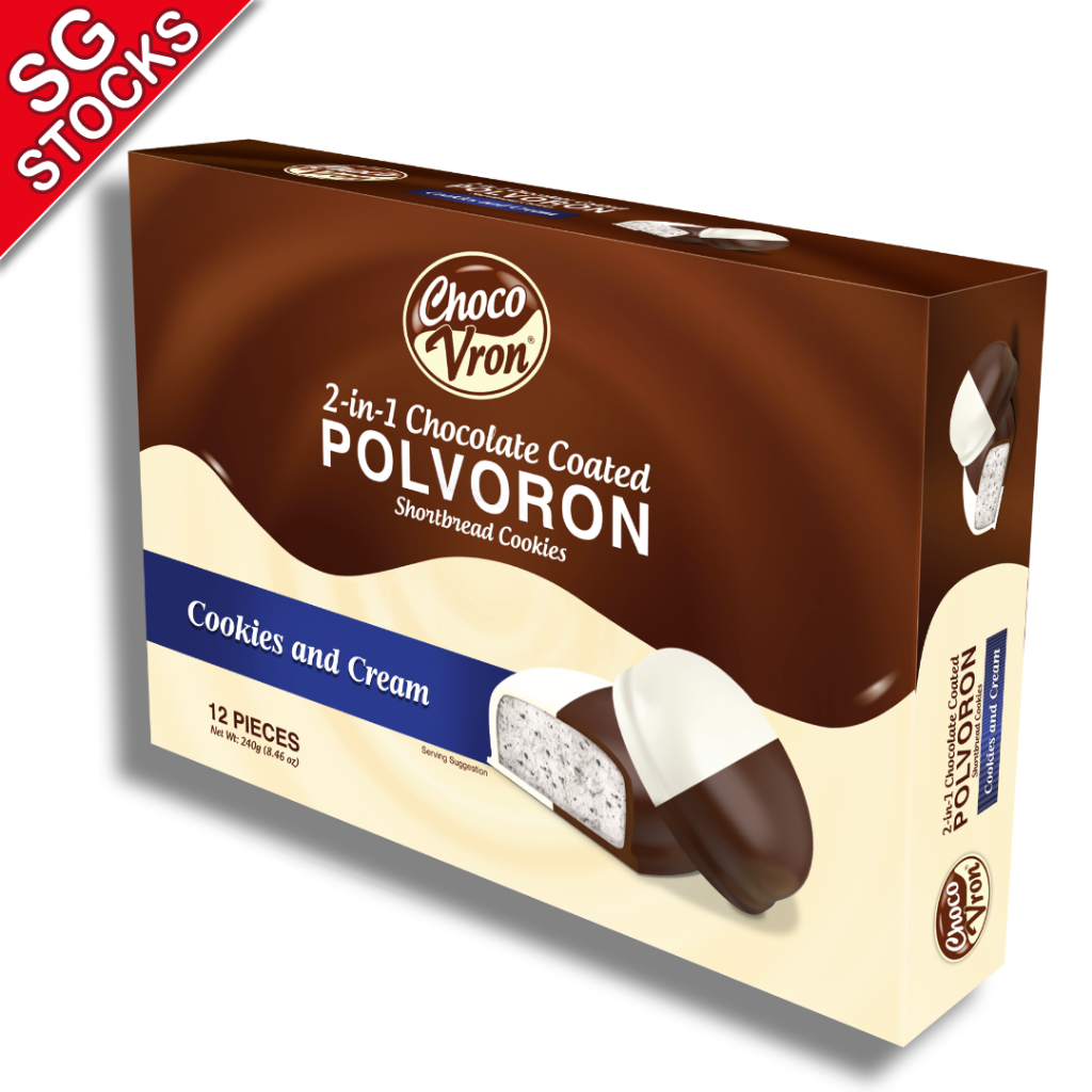 ChocoVron COOKIES AND CREAM 2-IN-1 CHOCOLATE COATED POLVORON Box 240g ...