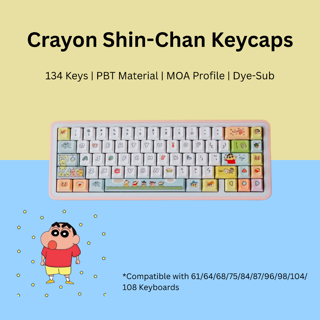 Crayon Shin Chan Keycaps | MOA Profile | PBT Dye-Sub | Royal Kludge ...