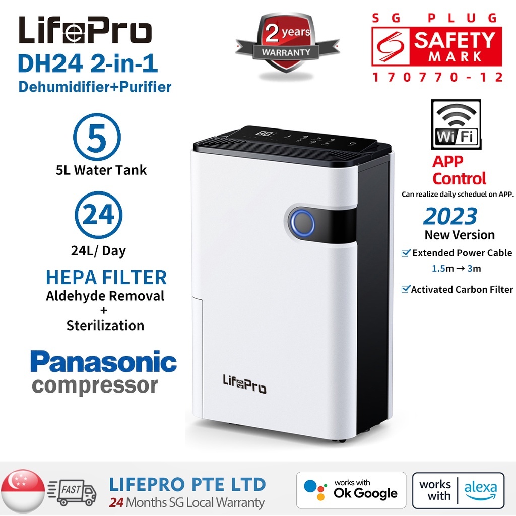 Lifepro Dehumidifier DH24 With 24L/24Hours With Air Purifier Function ...