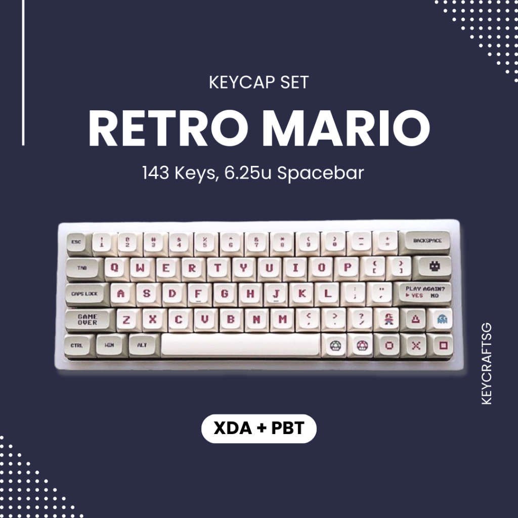 Retro Mario Keycaps XDA Profile Dye Sublimation Cute for Gaming ...