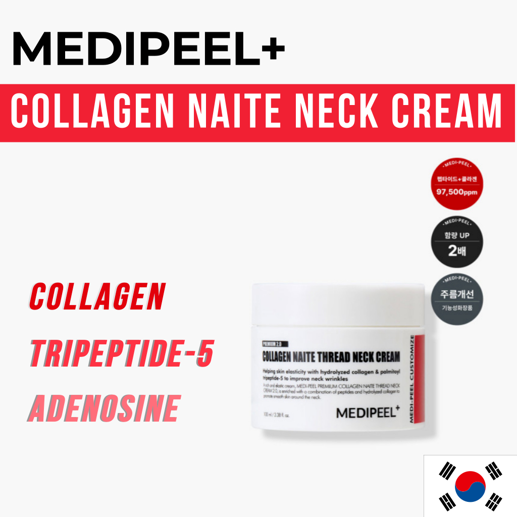 🇰🇷 MEDIPEEL Neck Cream 100ml NAITE THREAD Collagen Tripeptide Adenosine ...