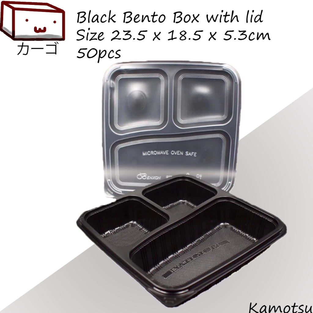 SG 3 Compartment Disposable Bento Box with Lid [50pcs] | Shopee Malaysia