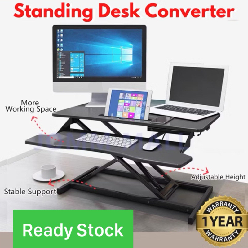 Foldable Desk Table Adjustable Height Standing Desk Office Stand Up ...