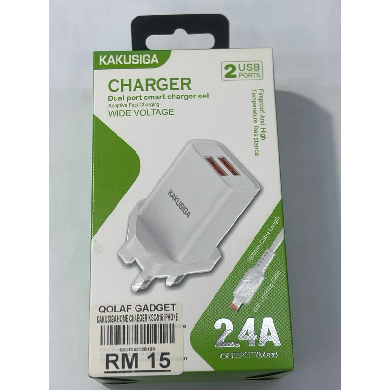 KAKUSIGA CHARGER DUAL PORT SMART CHARGER SET KSC-915 | Shopee Malaysia