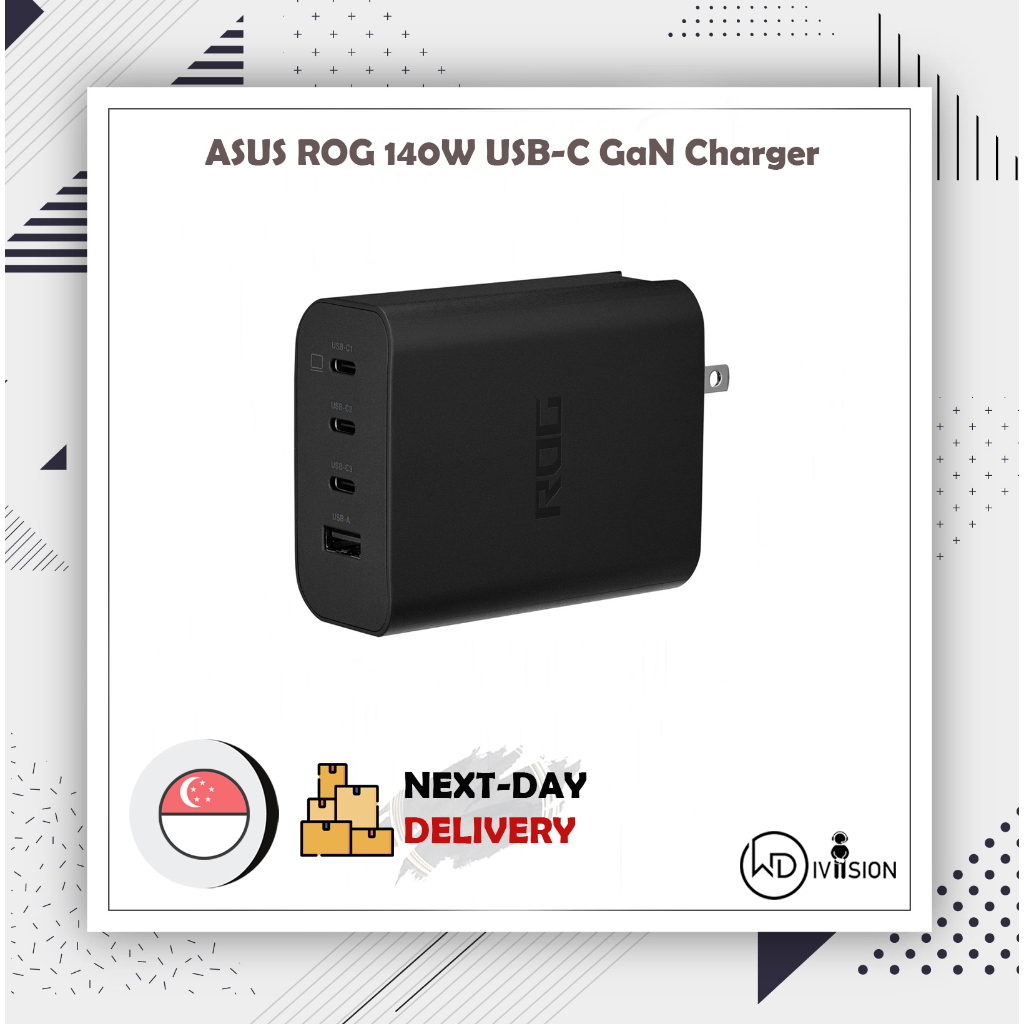 ASUS ROG ALLY & X Dock - 140W USB-C GaN Charger - Supports USB Type-A ...