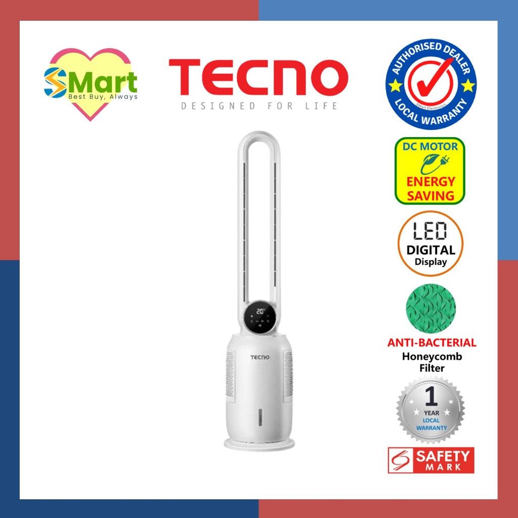 TECNO 2-In-1 DC Bladeless Stand Fan With Cooler Function TSBF-413RDC ...