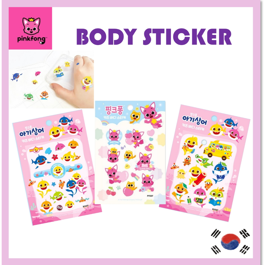 [PINKFONG] Body Sticker Baby Shark Tattoo Sticker Kids Tattoo Stickers ...