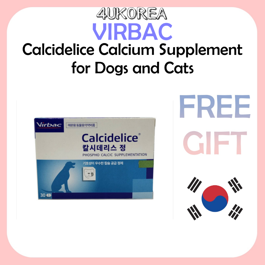 VIRBAC Calcidelice Calcium Supplement for Dogs and Cats 30 Tablets / K ...