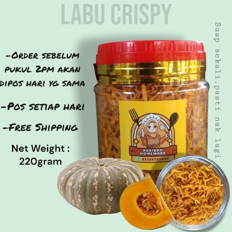 Labu Crispy by Rasidah Homemade/ 220gram/ Labu Manis/ Sweet Pumpkin ...