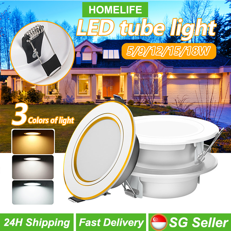 Tri-Color LED Downlight LED Tube Light Ceiling Spotlight 5W 9W 12W 15W ...