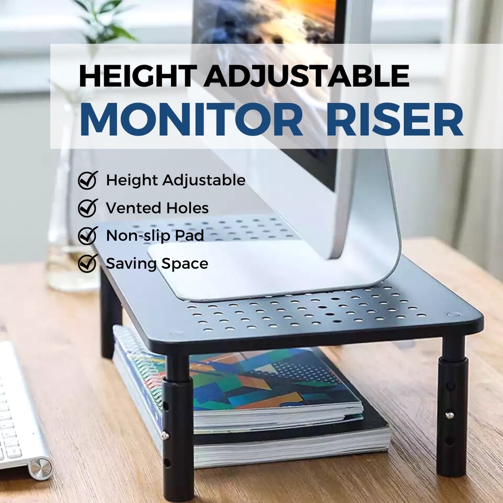 Monitor Stand 3 Height Adjustable Monitor Stand Ergonomic Metal Monitor ...