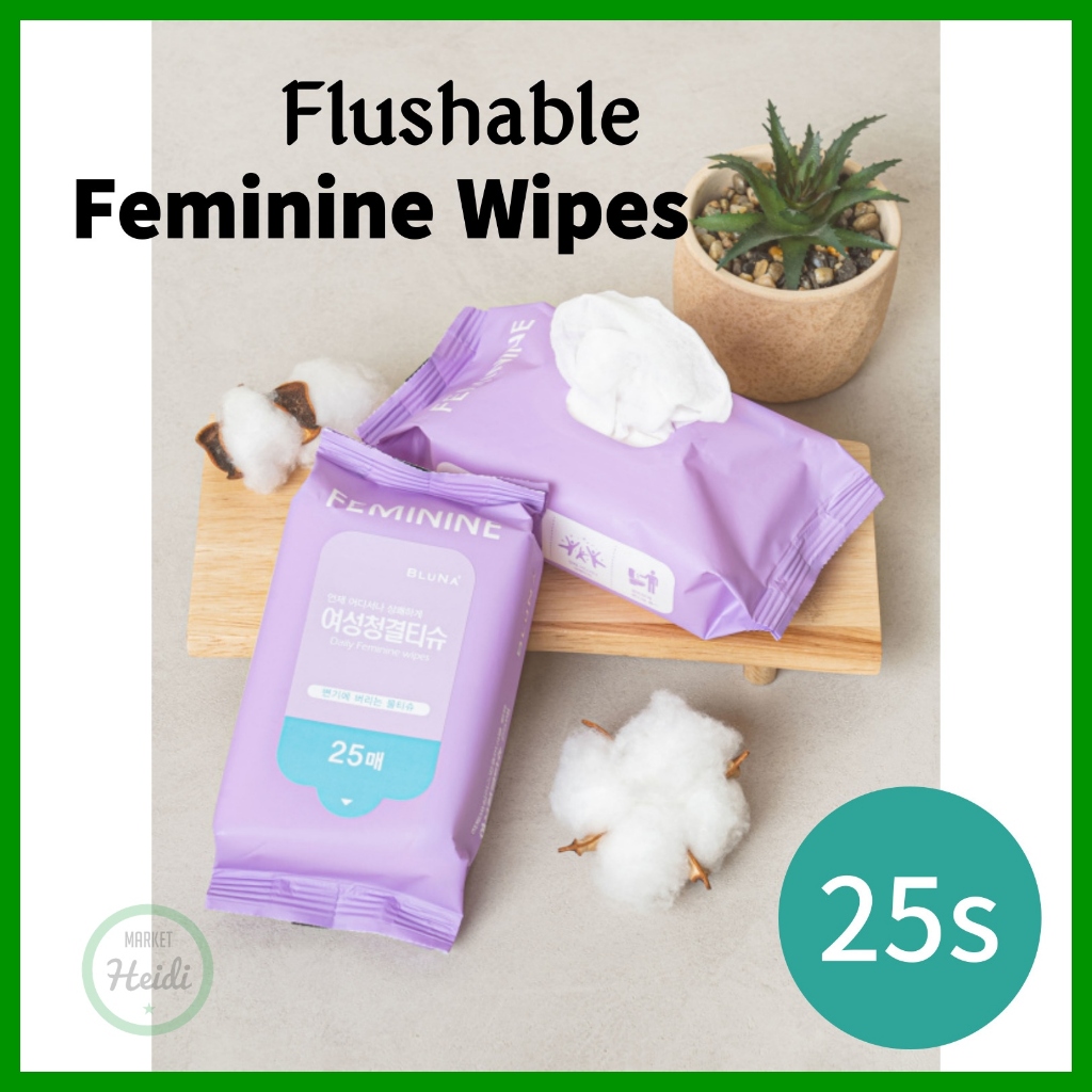 KOREA 🇰🇷 BLUNA Flushable Feminine Wipes 25s | Shopee Malaysia