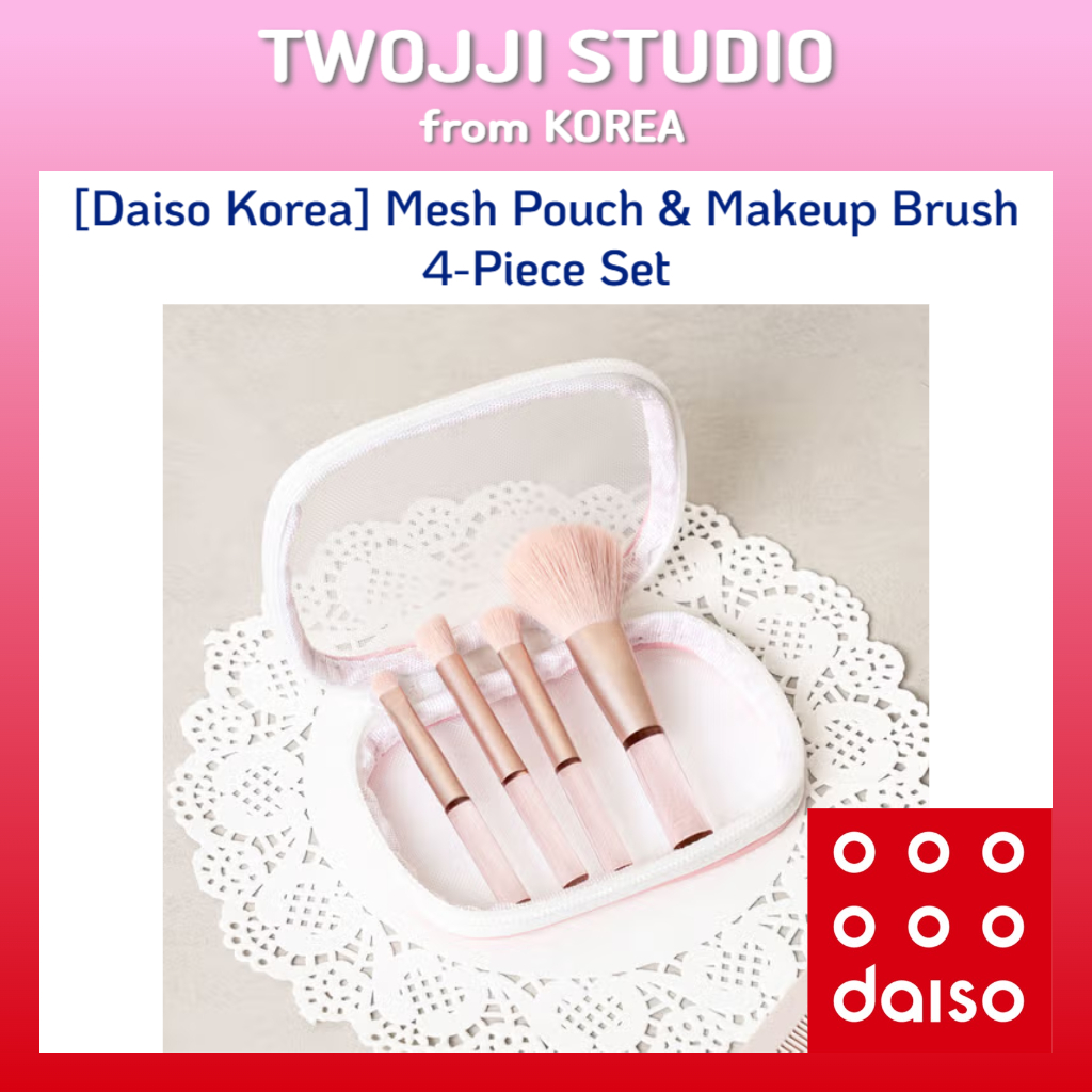 [Daiso Korea] Mesh Pouch & Makeup Brush 4-Piece Set | Shopee Malaysia