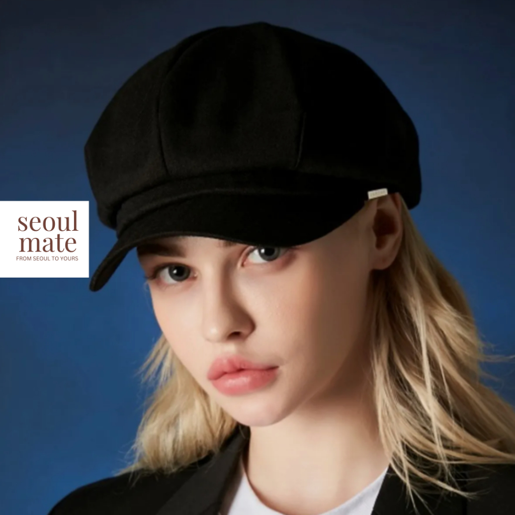 Metal Tip Herringbone Newsboy Cap Black | Shopee Malaysia
