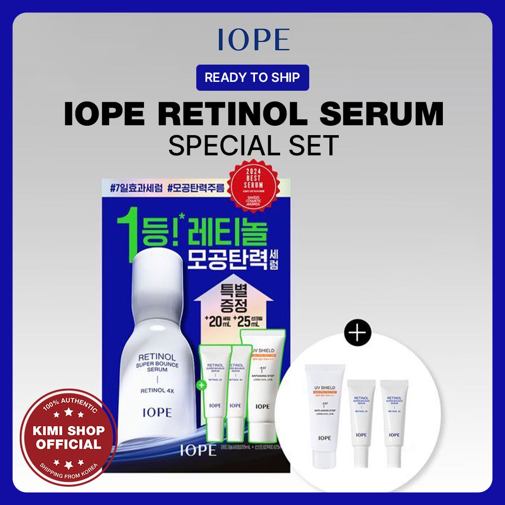[IOPE] Retinol Super Bounce Serum 30ml Special Set (+Serum 20ml+Sun Protector 25ml) | Shopee ...
