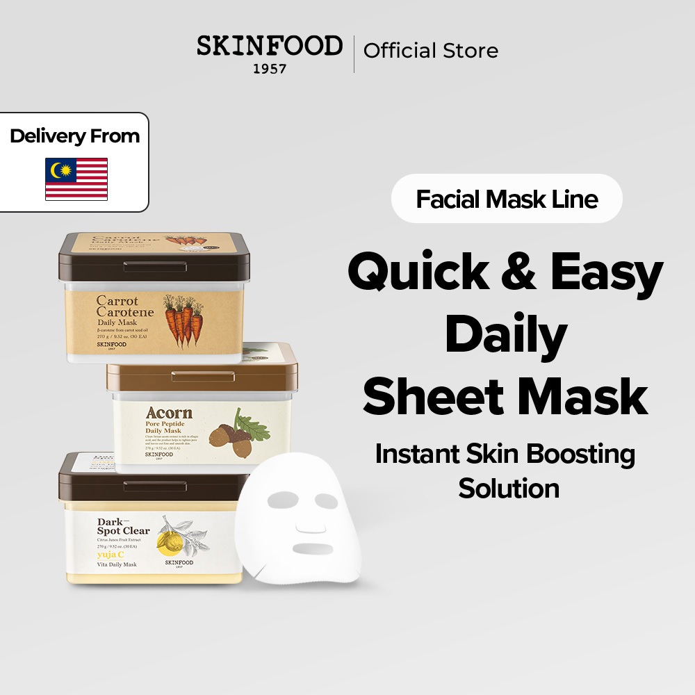 [SKINFOOD Official] Daily Sheet Mask 30ea / Carrot, Acorn, Yuja C ...