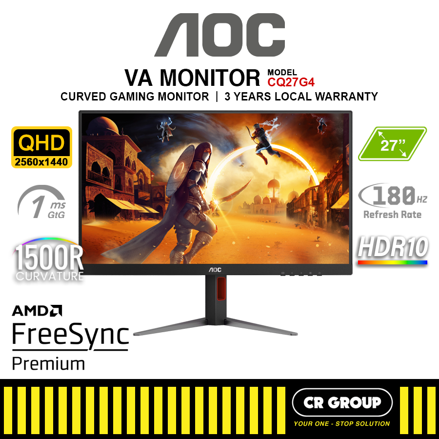 AOC CQ27G4/CQ27G3S - 27" QHD Curved Gaming Monitor - 180Hz Refresh Rate ...