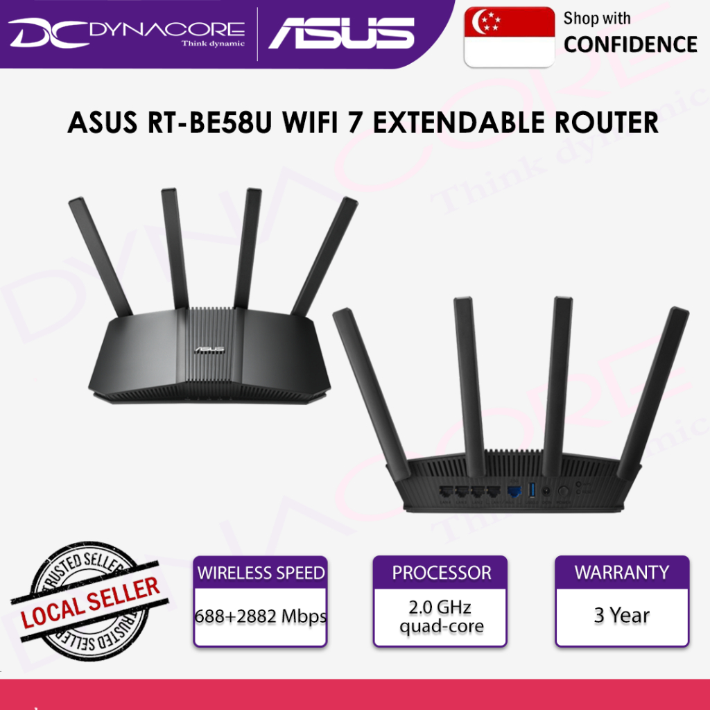 ASUS RT-BE58U BE3600 Dual-Band Gigabit WiFi 7 Wireless Router 3-Year ...