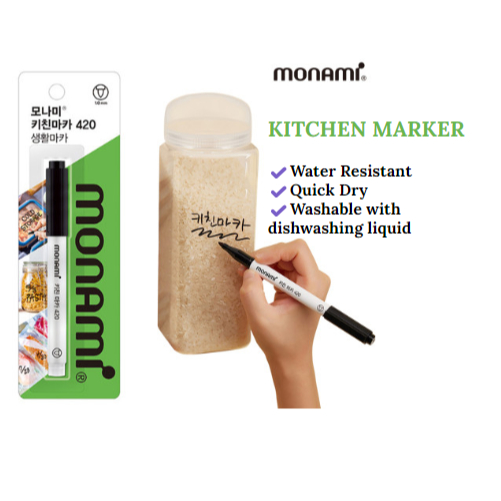[MONAMI] Made in Korea Kitchen Marker 420 Water-Resistant Quick Dry Washable Marker Pen By ...