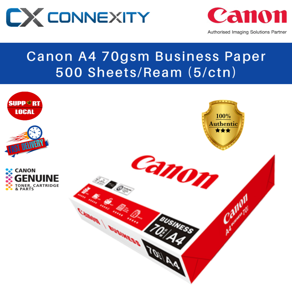 Canon 70gsm Business A4 Paper [1 ream: 500 sheets] Canon A4 Paper Canon ...