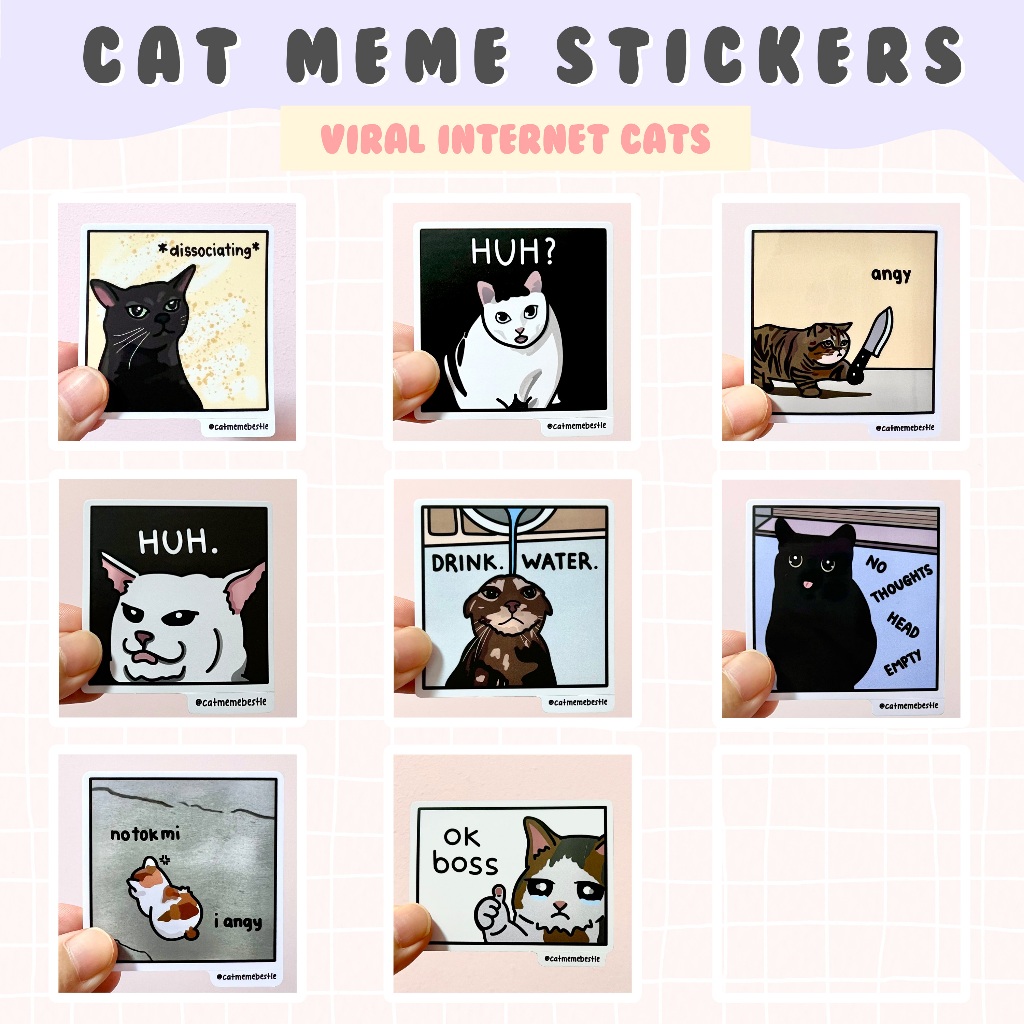 "viral internet cat memes" corporate cat meme stickers | Shopee Malaysia