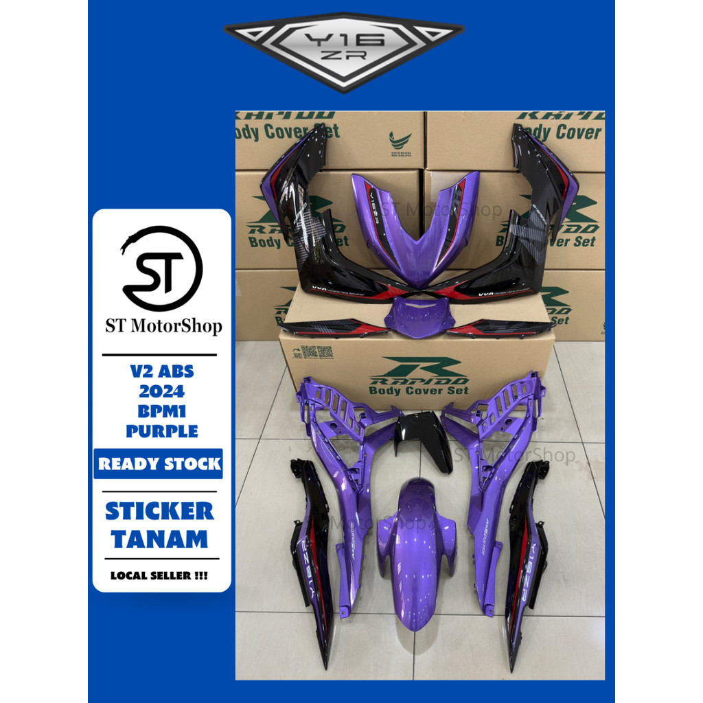 YAMAHA Y16 Y16zr V2 Abs 2024 Purple Light Grey Cover Set RAPIDO ...