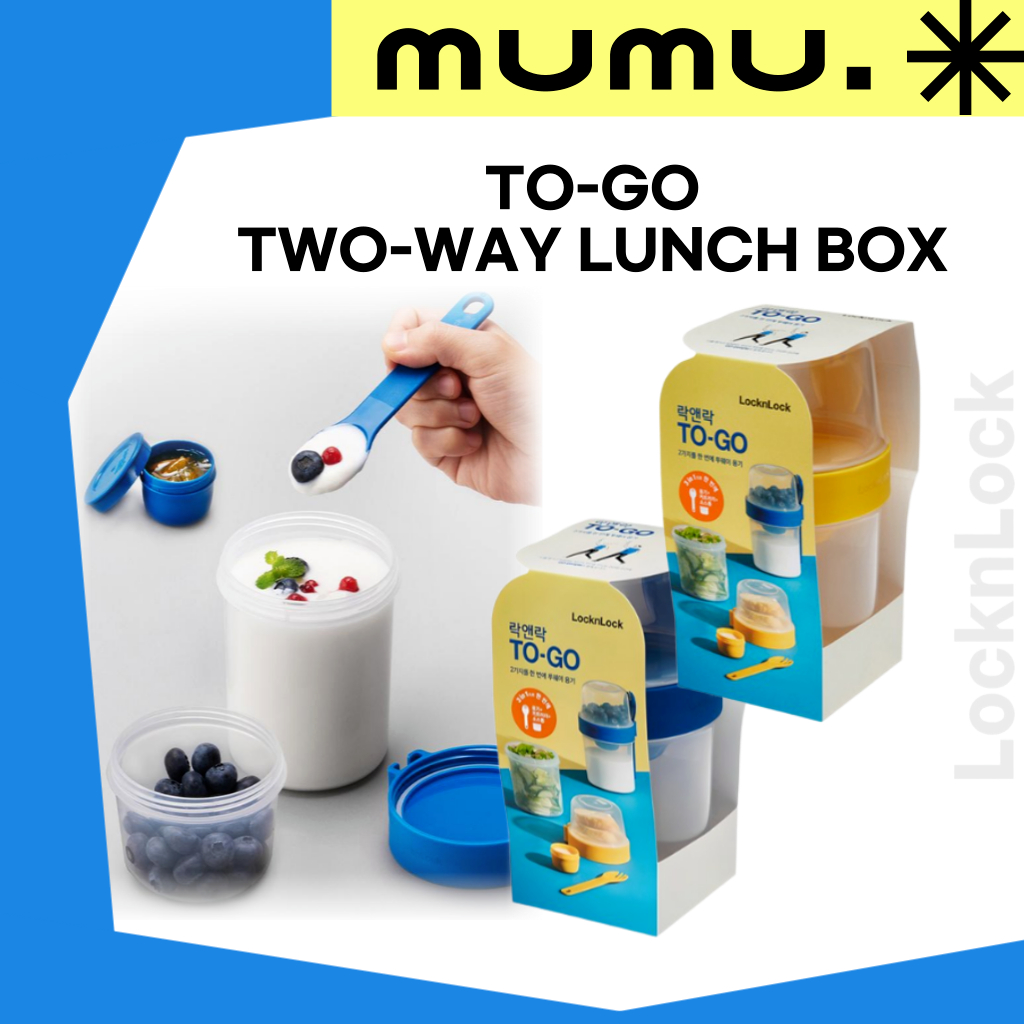 [LocknLock] TO-GO Two-Way Lunch Box Set – 560ml + 310ml – Yellow / Blue | Shopee Malaysia