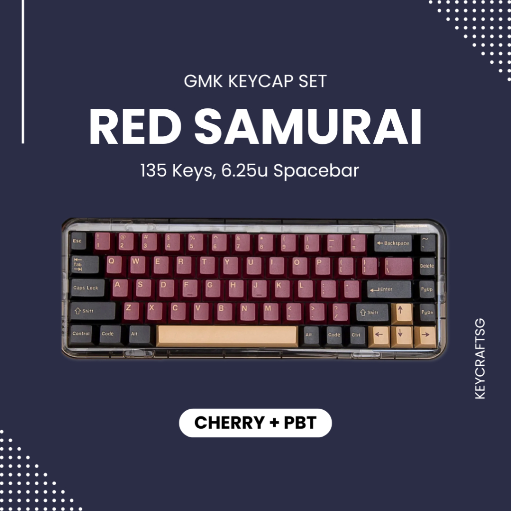 Red Samurai Keycaps Cherry Profile PBT Dye Sub for Gaming Mechanical ...