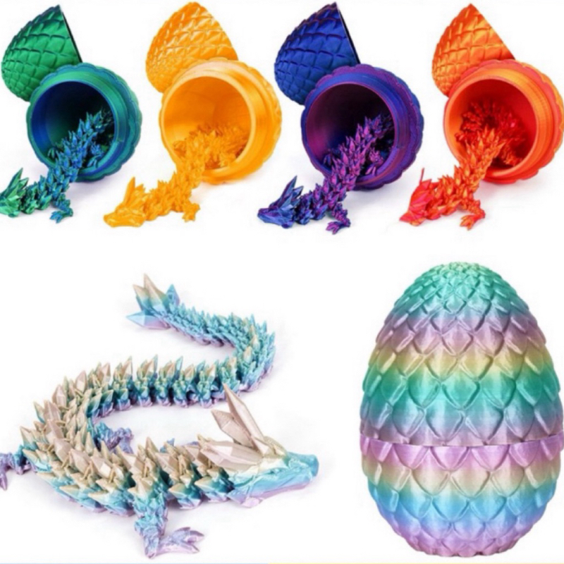 3D Printed Gem Articulated Dragon Egg Rotatable 3D Dragon Toy Mystery ...