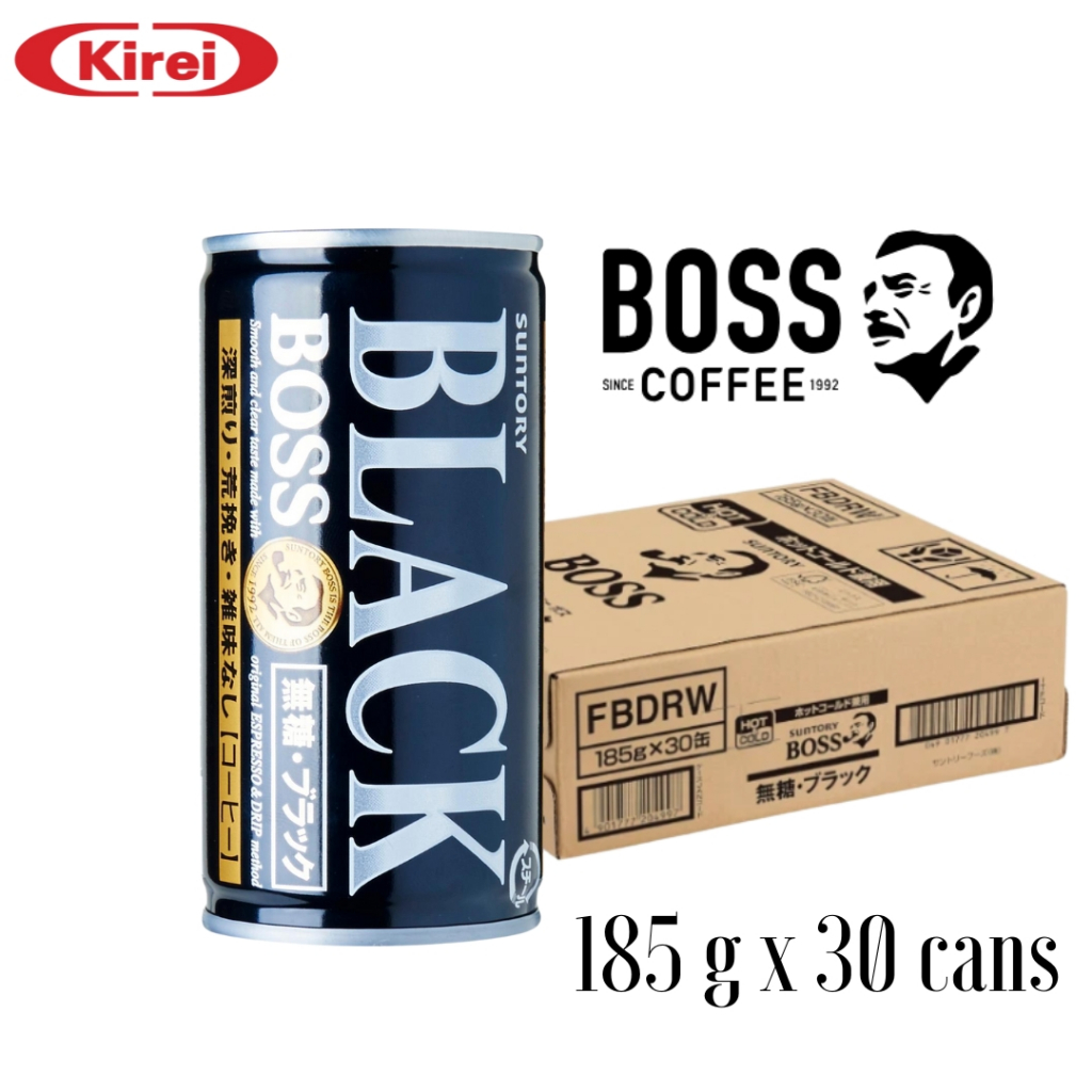 【Kirei】Suntory Boss Black Coffee – 185g × 30 Cans | Sugar-Free Japanese ...