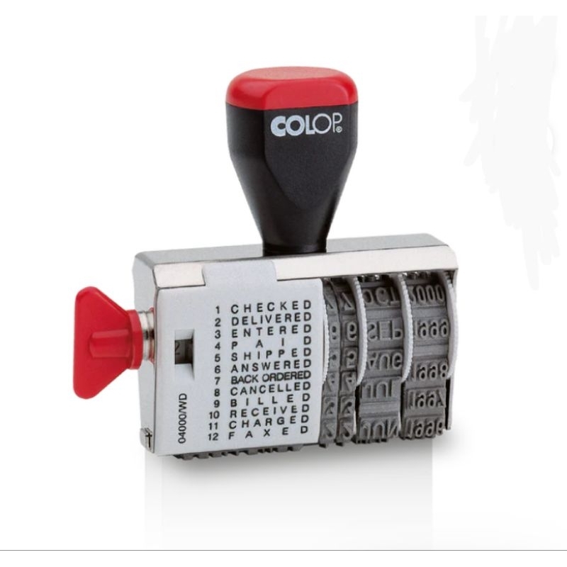 COLOP 04000/WD 04000WD dial-a-Phrase dater stamp PAID CANCELLED RECEIVED date chop date stamp ...
