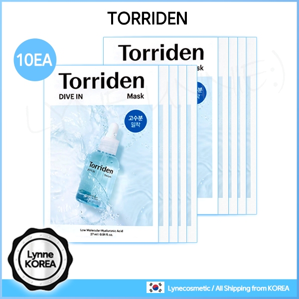 [5/10P] Torriden DIVE-IN Hyaluronic Acid Facial Sheet Masks / Moisture ...