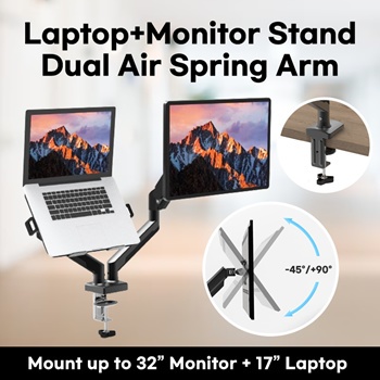 NB Laptop+Monitor / Monitor+monitor Dual Air Spring Arm- Mount up to 32 ...