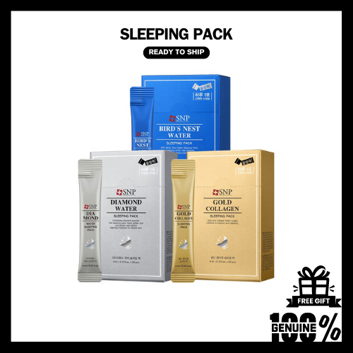 SNP Sleeping Pack 3 Types (1box/20ea) (Bird’s Nest Water / Gold Collagen / Diamond Water ...