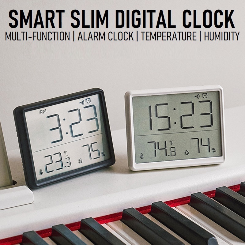 Smart Digital Clock Ultra Thin Large Screen Alarm Clock Temperature ...